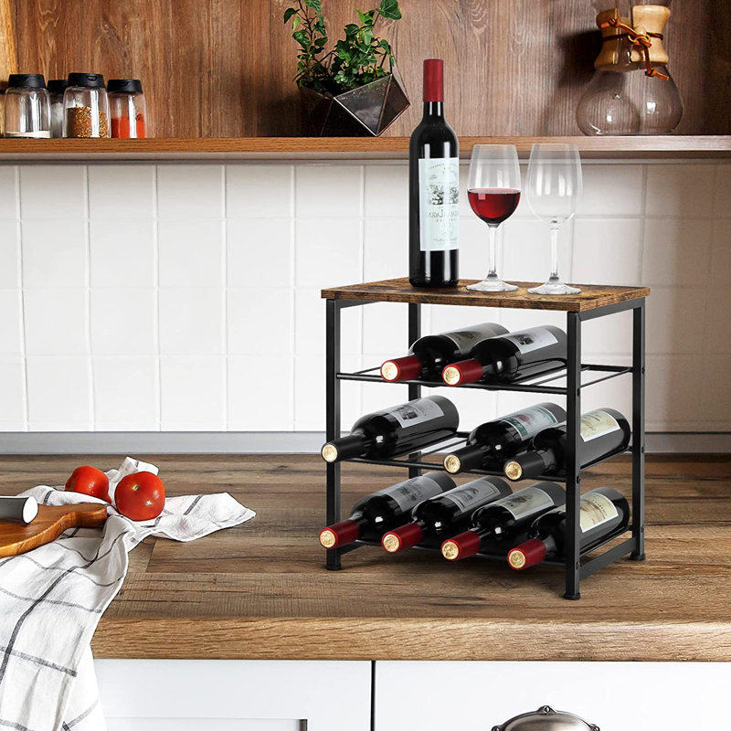 17 Stories Wictor 12 Bottle Tabletop Wine Bottle Rack in Black ...