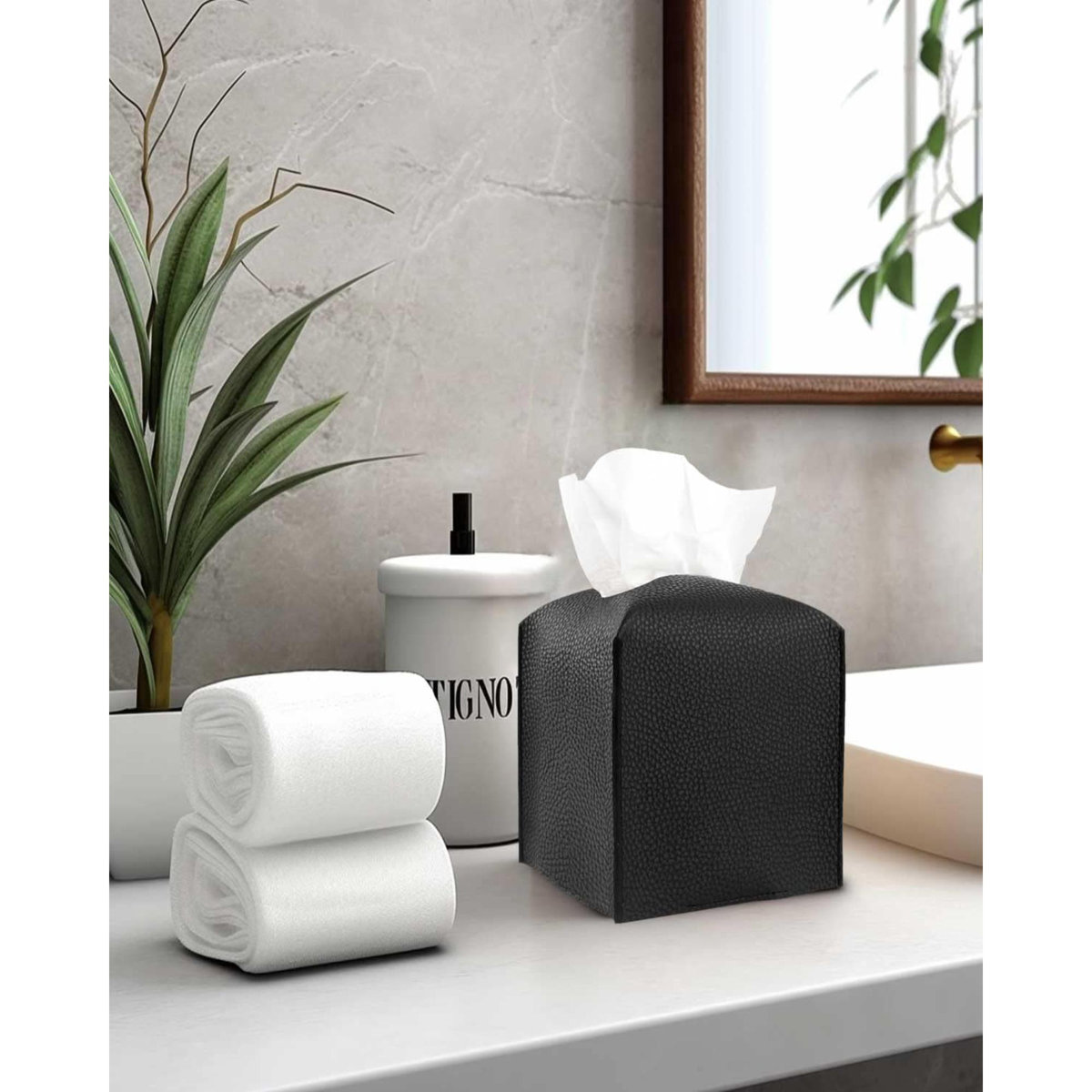 Latitude Run® Leather Tissue Box Cover Square – Tissue Holder With ...