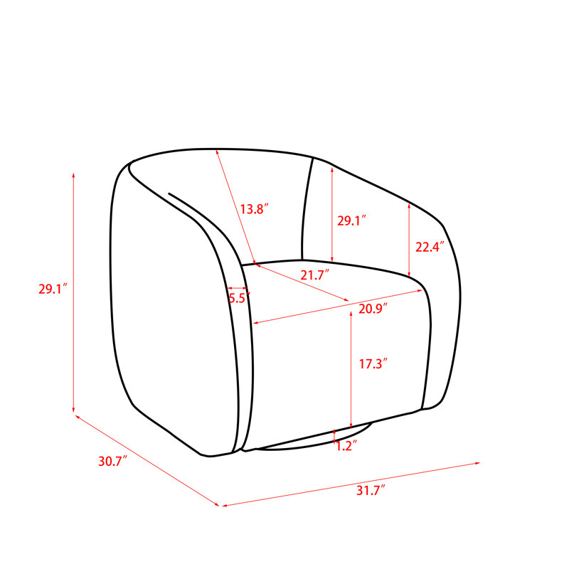 Ivy Bronx Kiptin 31.7'' W Upholstered Modern Comfort 360 Degree Swivel ...