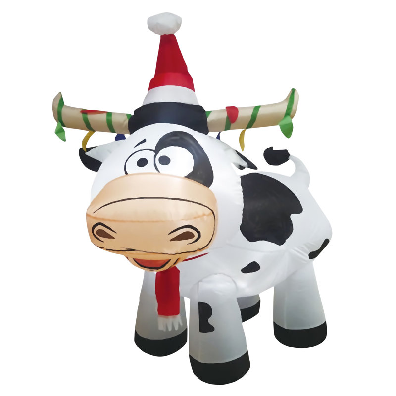 Ophelia & Co. Inflatable Cow Tangled in Christmas Lights w/ LED Lights ...
