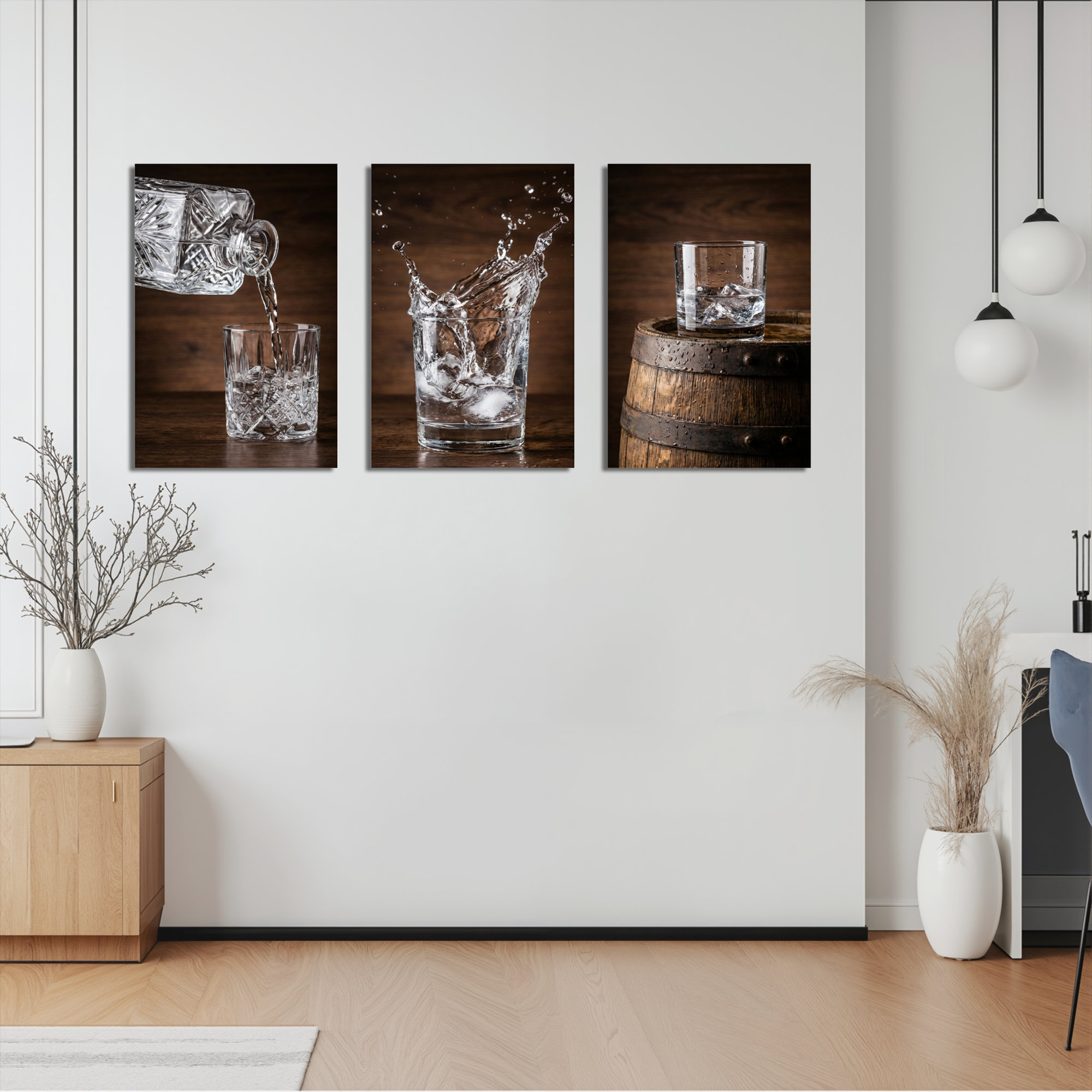 Winston Porter Whiskey Pouring Splash Canvas Wrapped Wall Art Set Of 3 ...