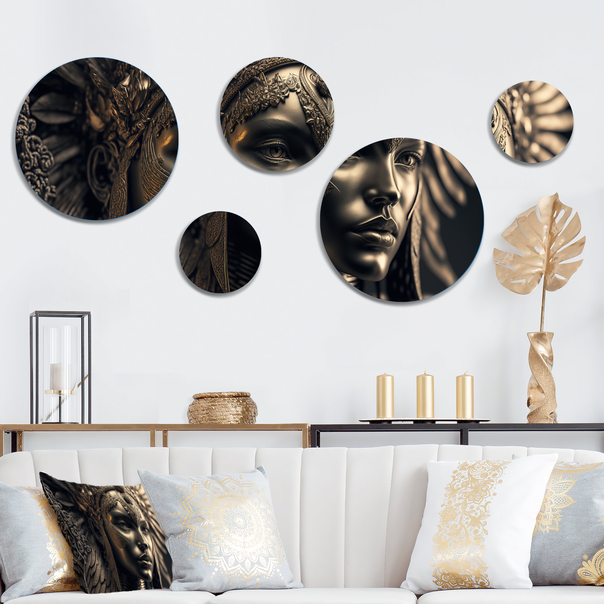 Design Art Bohemian Woman Traditional Headdress Vintage Gold II - Boho ...