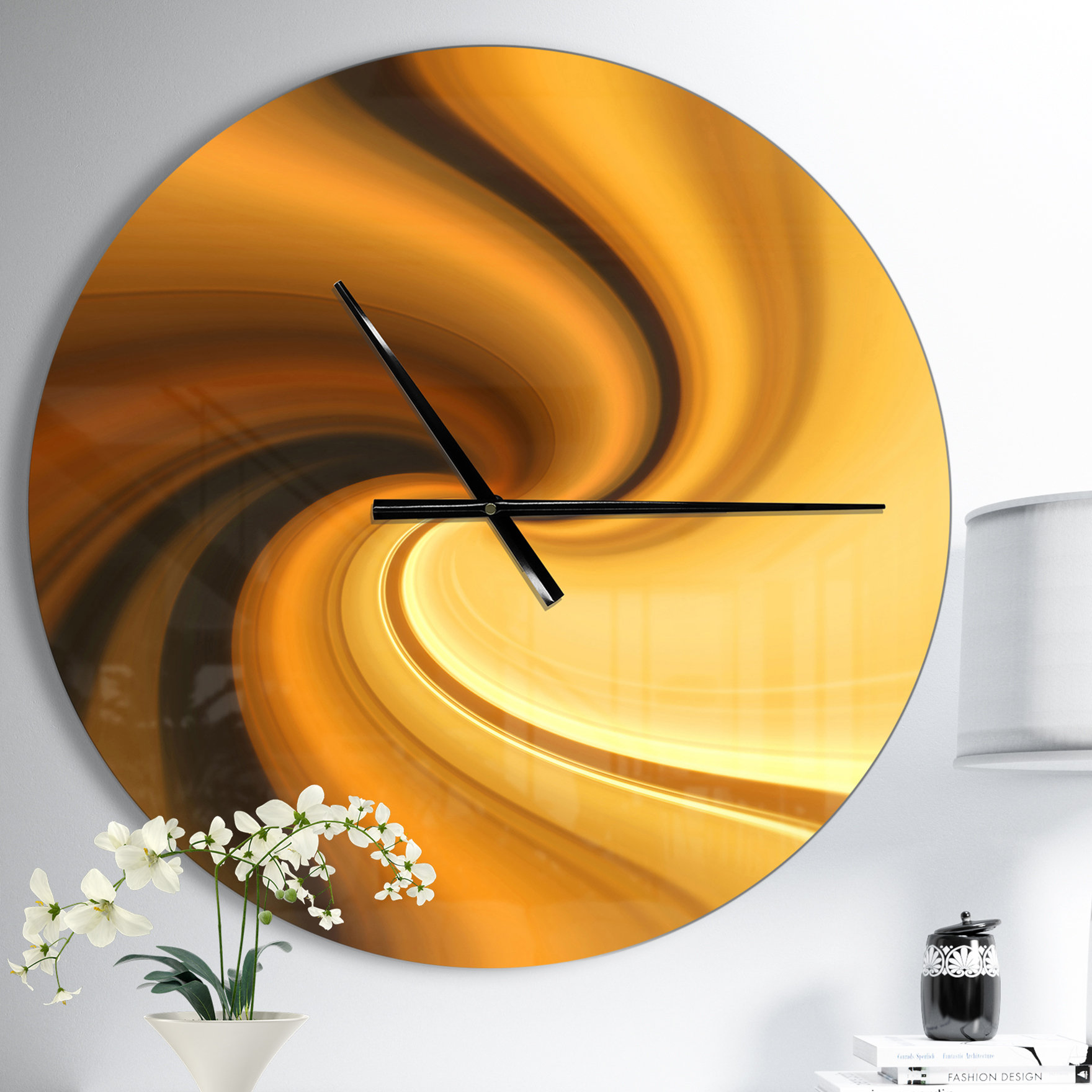 East Urban Home Brown Waves Curved Texture - Modern wall clock | Wayfair