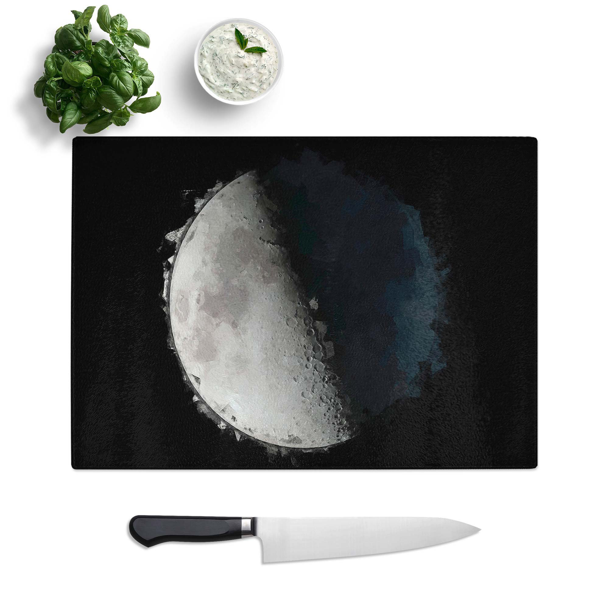 East Urban Home Glass First Quarter of The Moon in Abstract Chopping ...