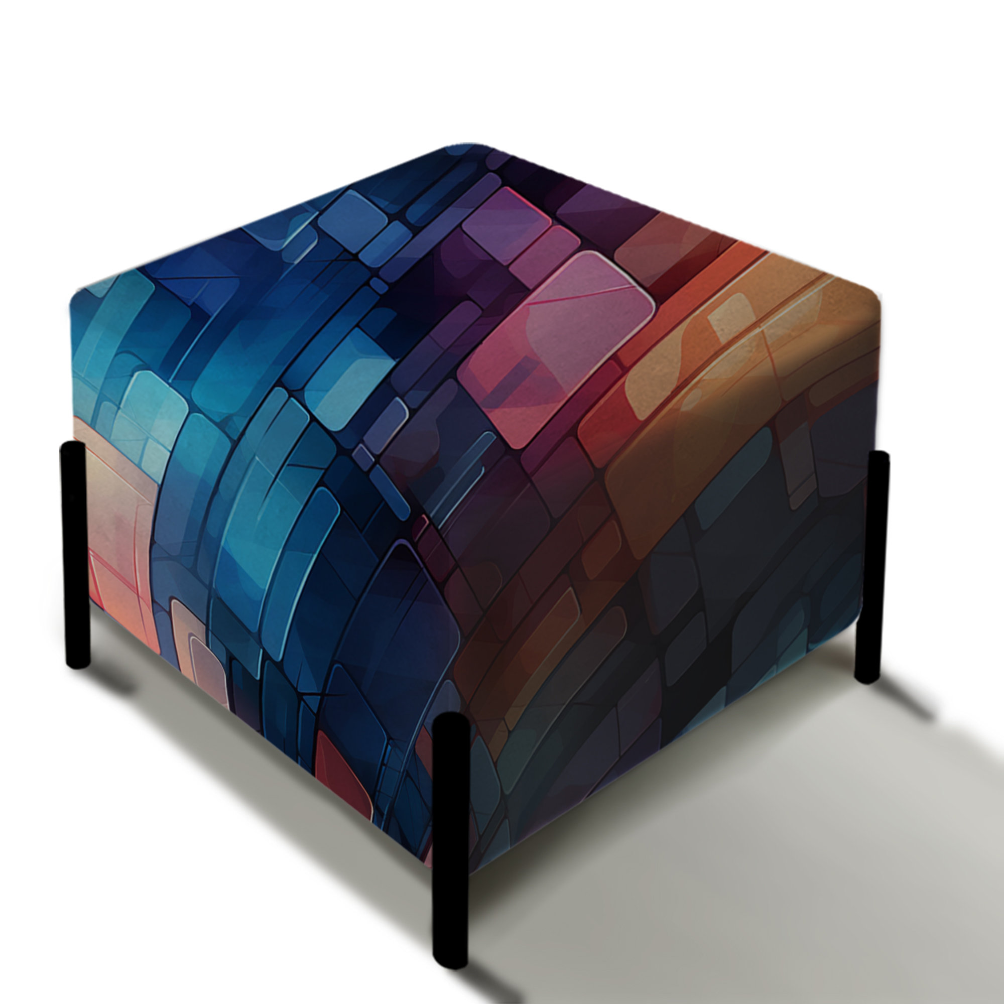 Design Art Purple And Blue Matrix Cubes - Geometric Square Ottoman ...