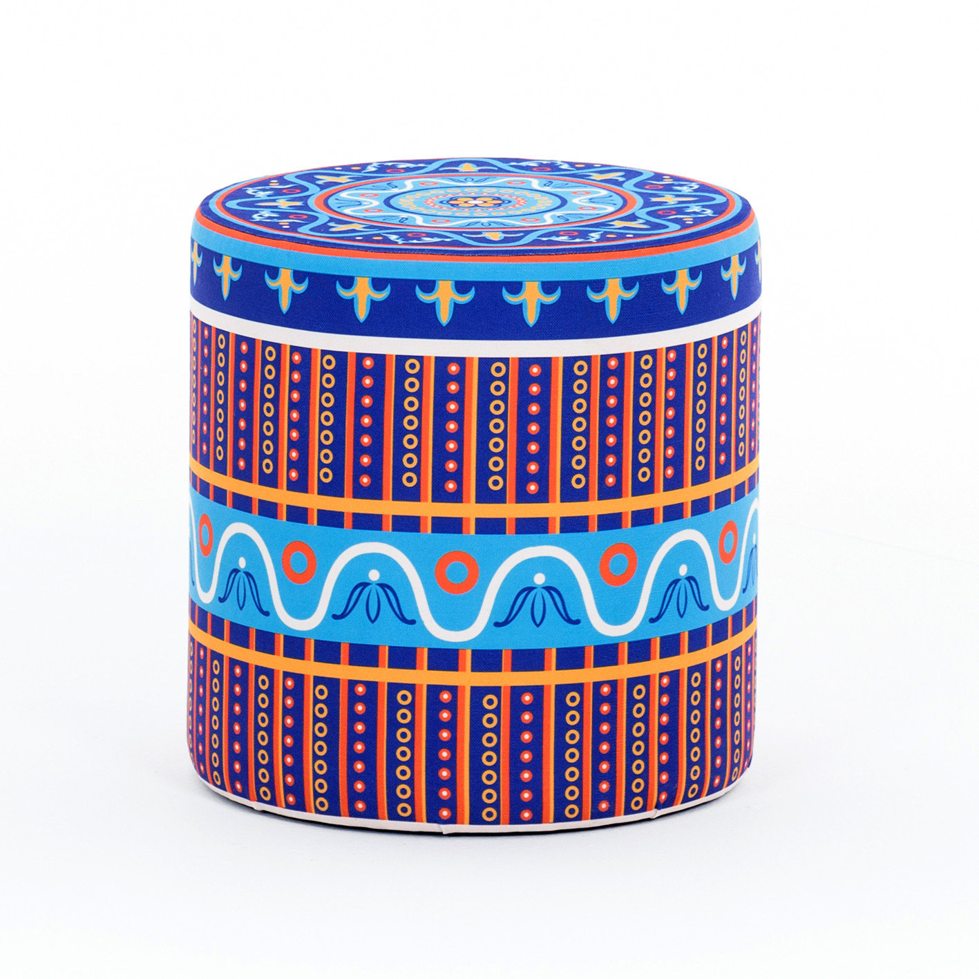 East Urban Home Mersinlik 15.7" Wide Round Abstract Footstool Ottoman ...