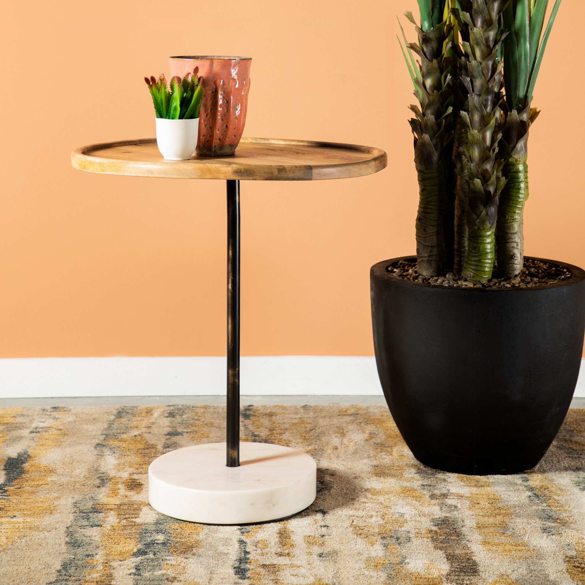 Loon Peak® Jamarcus Solid Wood Pedestal End Table | Wayfair