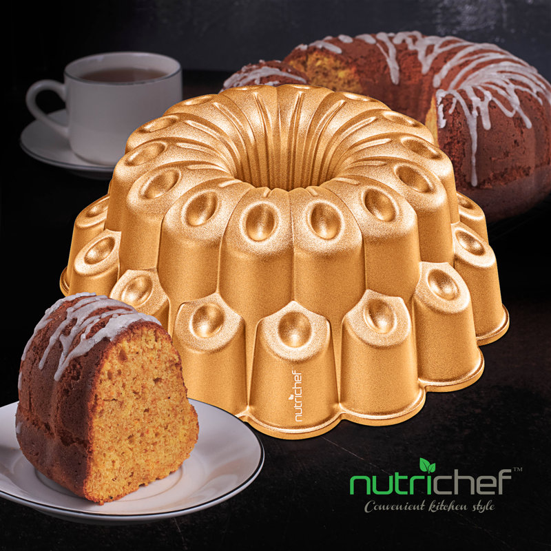 NutriChef Extra Thick Cast Aluminum Marquise Fluted Cake Pan Baking Pan ...