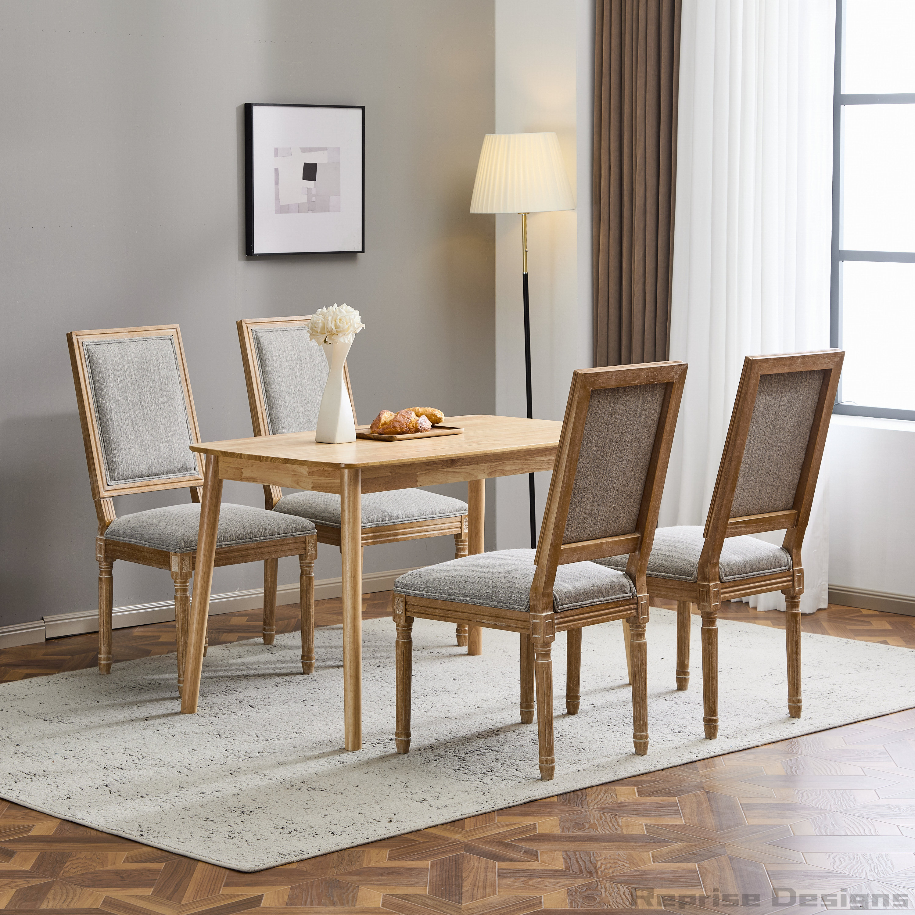 Reprise Designs French Country Cane Backrest & Upholstered Seats Dining ...