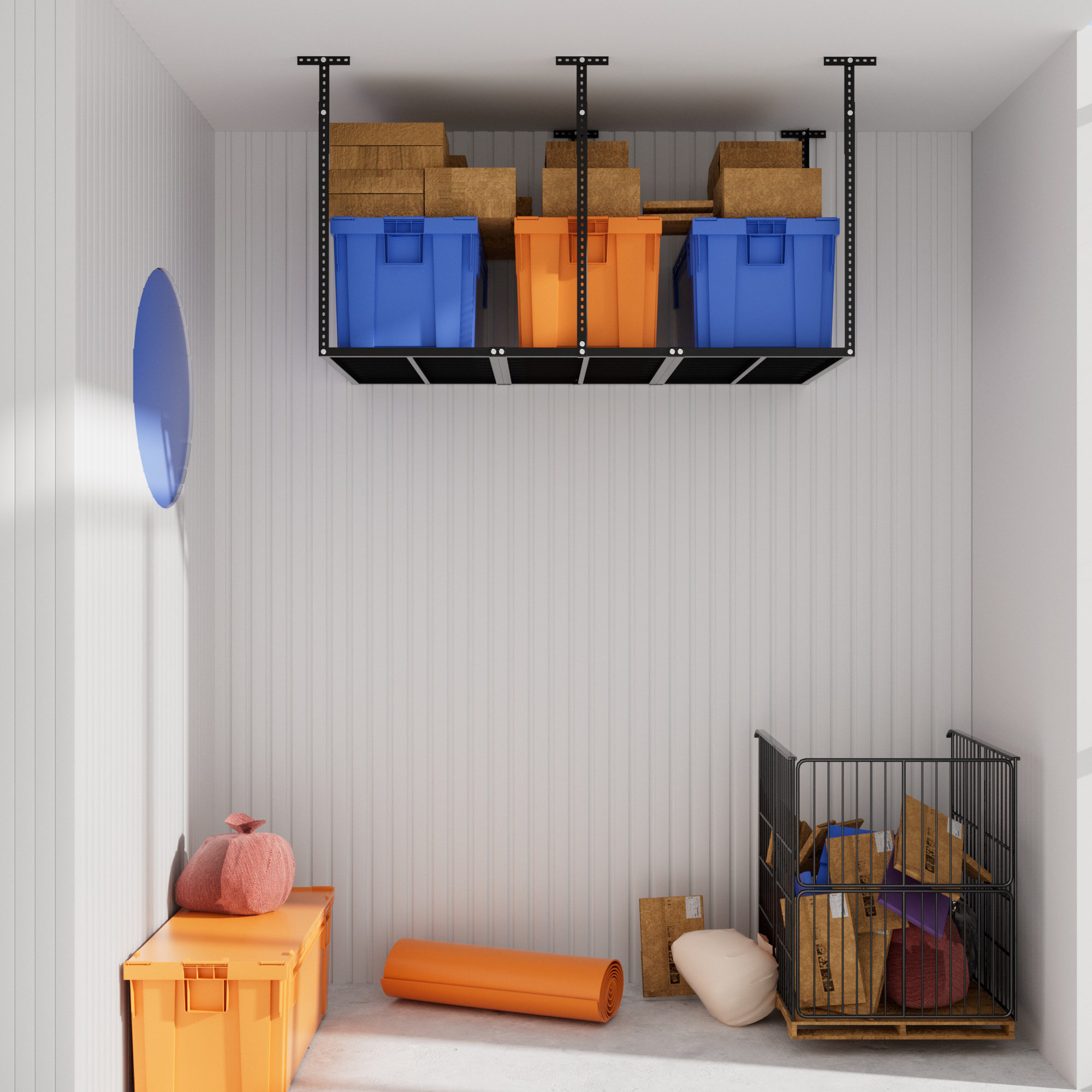 Rebrilliant Adjustable Height Overhead Ceiling Mount Garage Storage ...