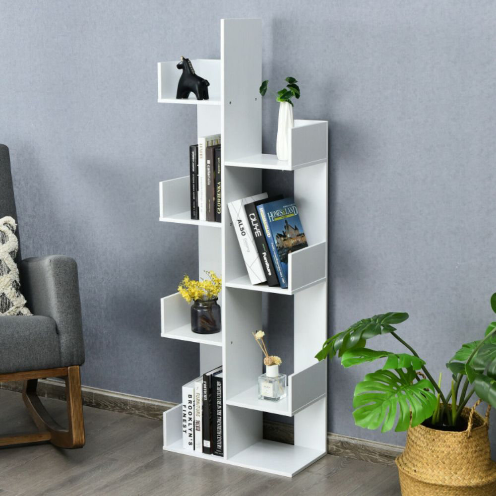 Latitude Run® 8 Shelf Wood Bookshelf With 8 Book Shelves For Home ...