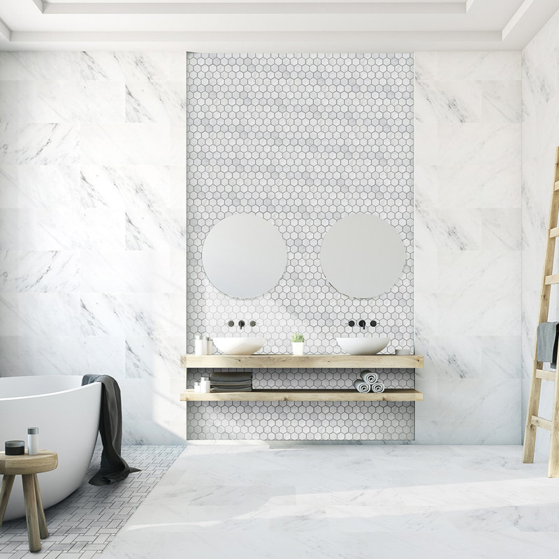 Direct Stone Source Asian Statuary 12" x 12" Marble Honeycomb Mosaic ...