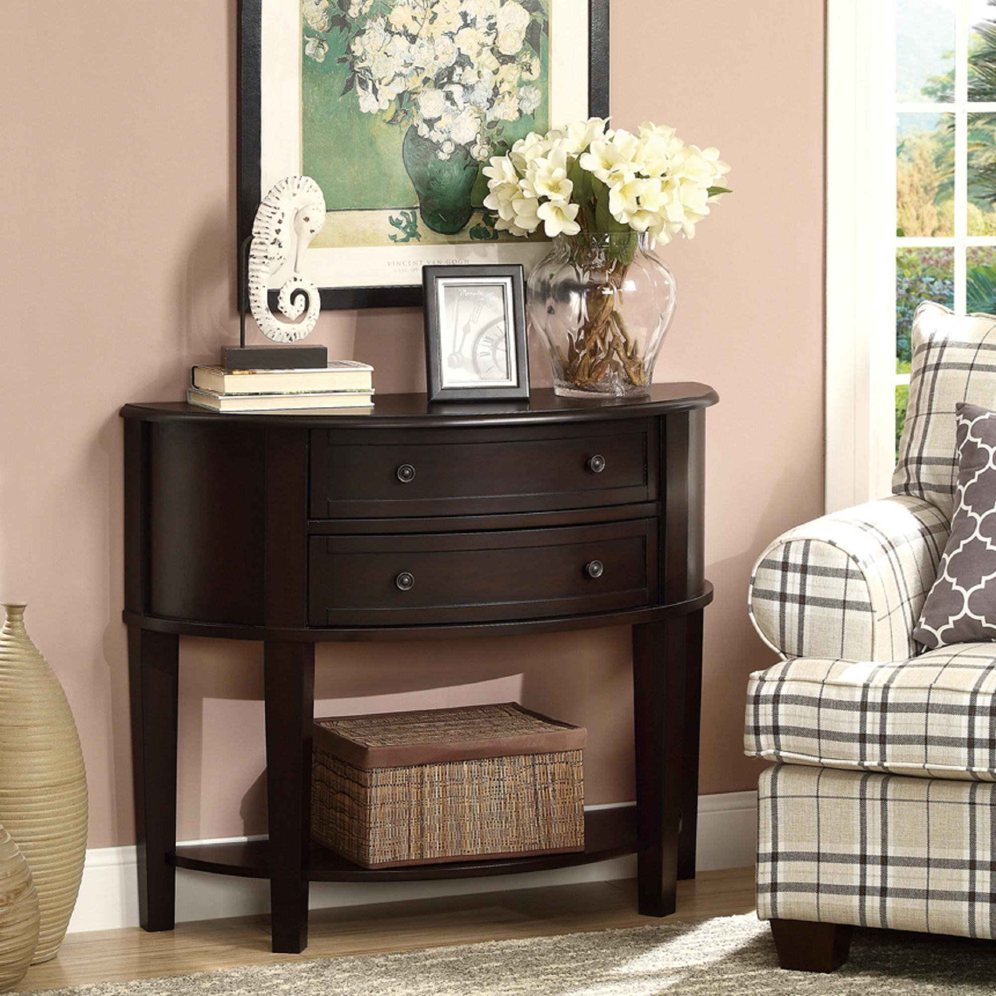 Red Barrel Studio Traditional 2-drawer Demilune Entryway Console Table ...