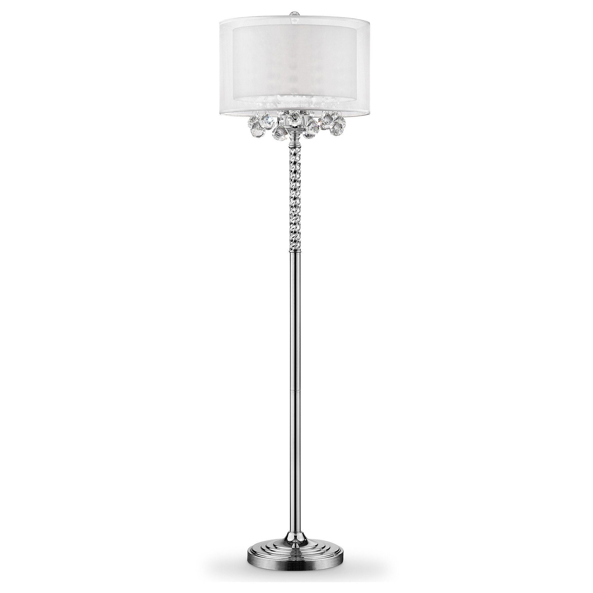 Rosdorf Park Chic Silver Floor Lamp With Crystal Accents And Silver ...