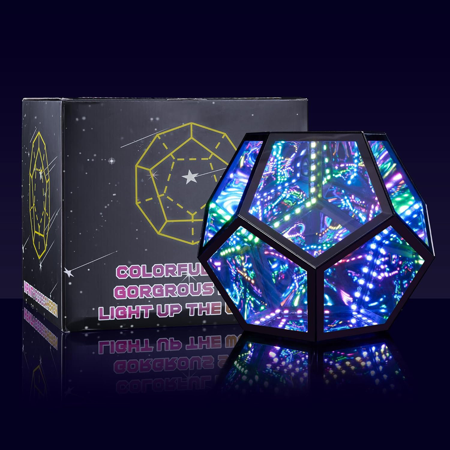 Co-t Infinity Dodecahedron RGBW LED Gaming Light, Color-Changing ...
