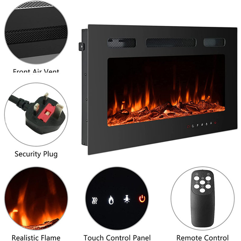 Symple Stuff Aakifa Recessed Electric Fire & Reviews | Wayfair.co.uk