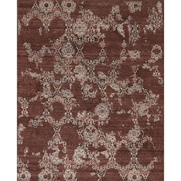Samad Rugs Paradise Floral Hand Knotted Wool/Silk Area Rug in Copper ...