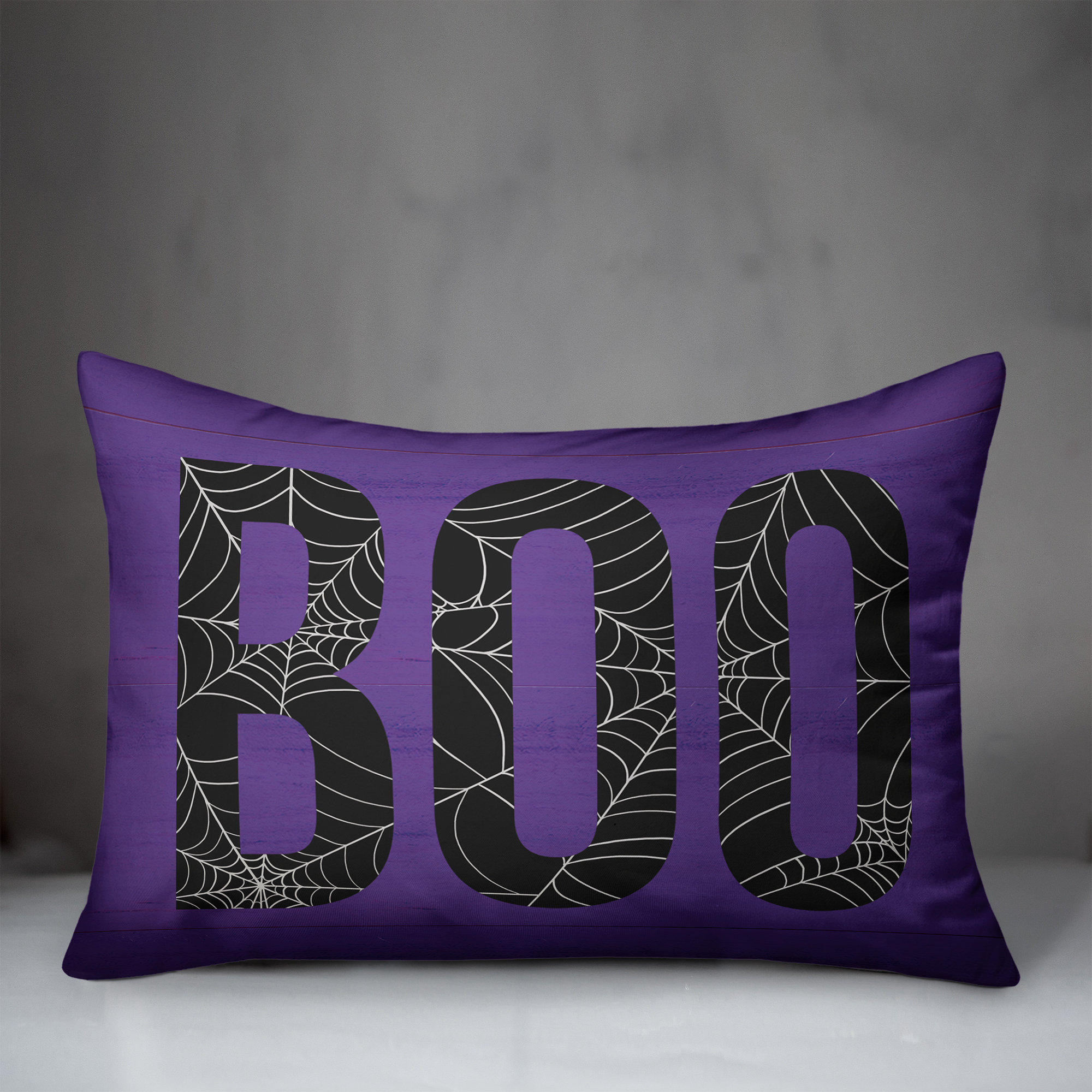 Designs Direct Creative Group Boo Spiderweb Purple Lumbar Pillow | Wayfair
