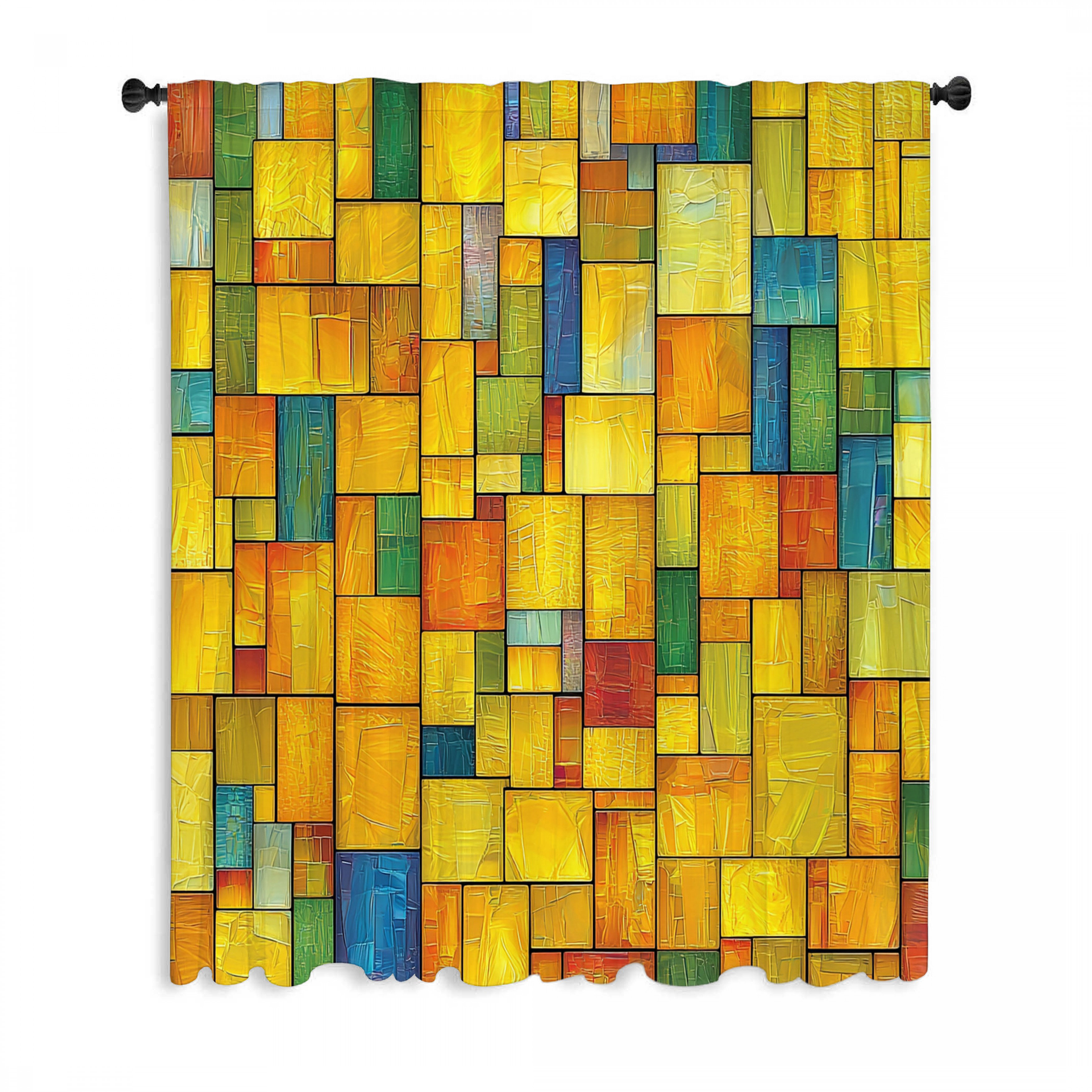 Corrigan Studio® Stained Glass Window Curtains, Abstract Blockout ...