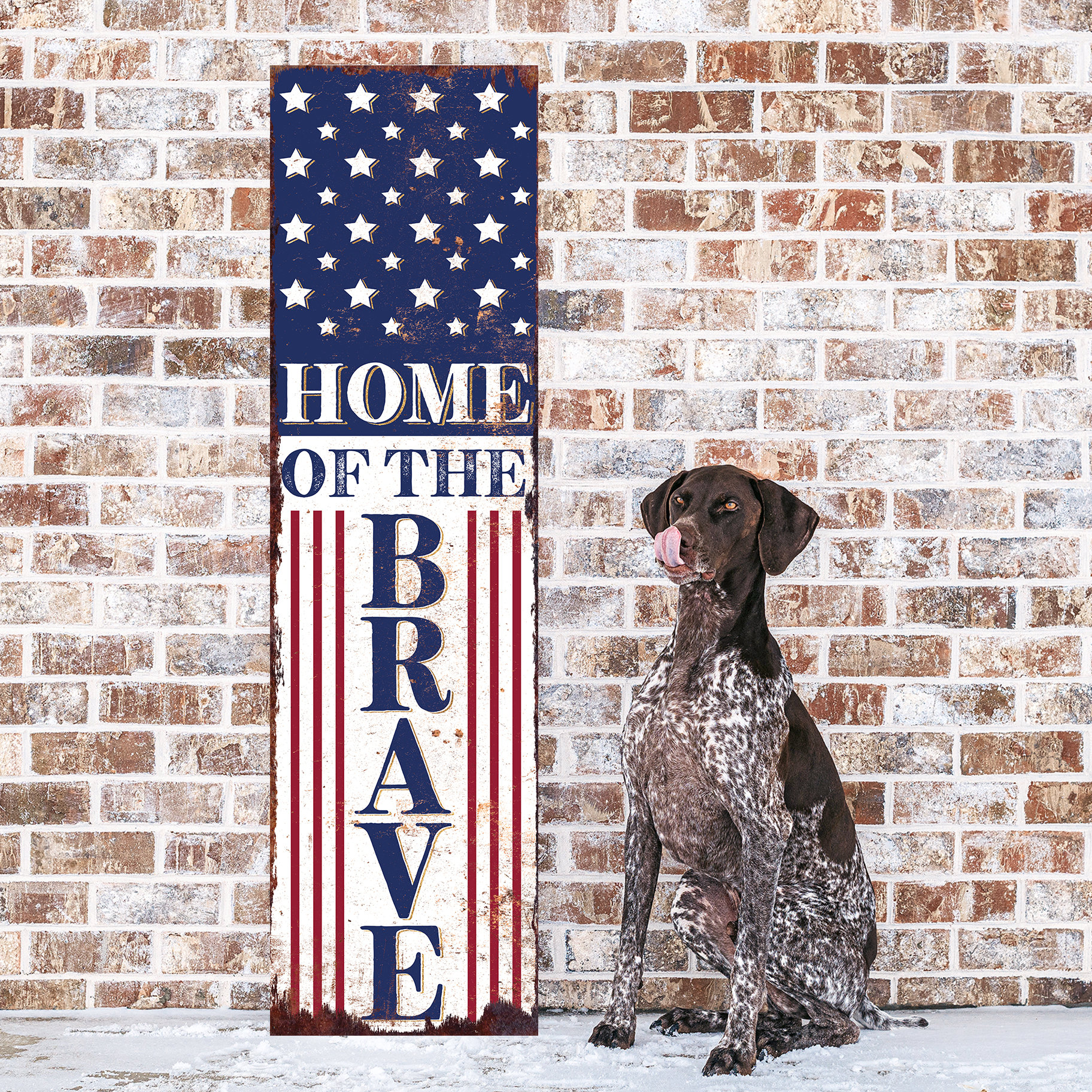 The Holiday Aisle® 36in 4Th Of July Home Of The Brave Porch Sign ...