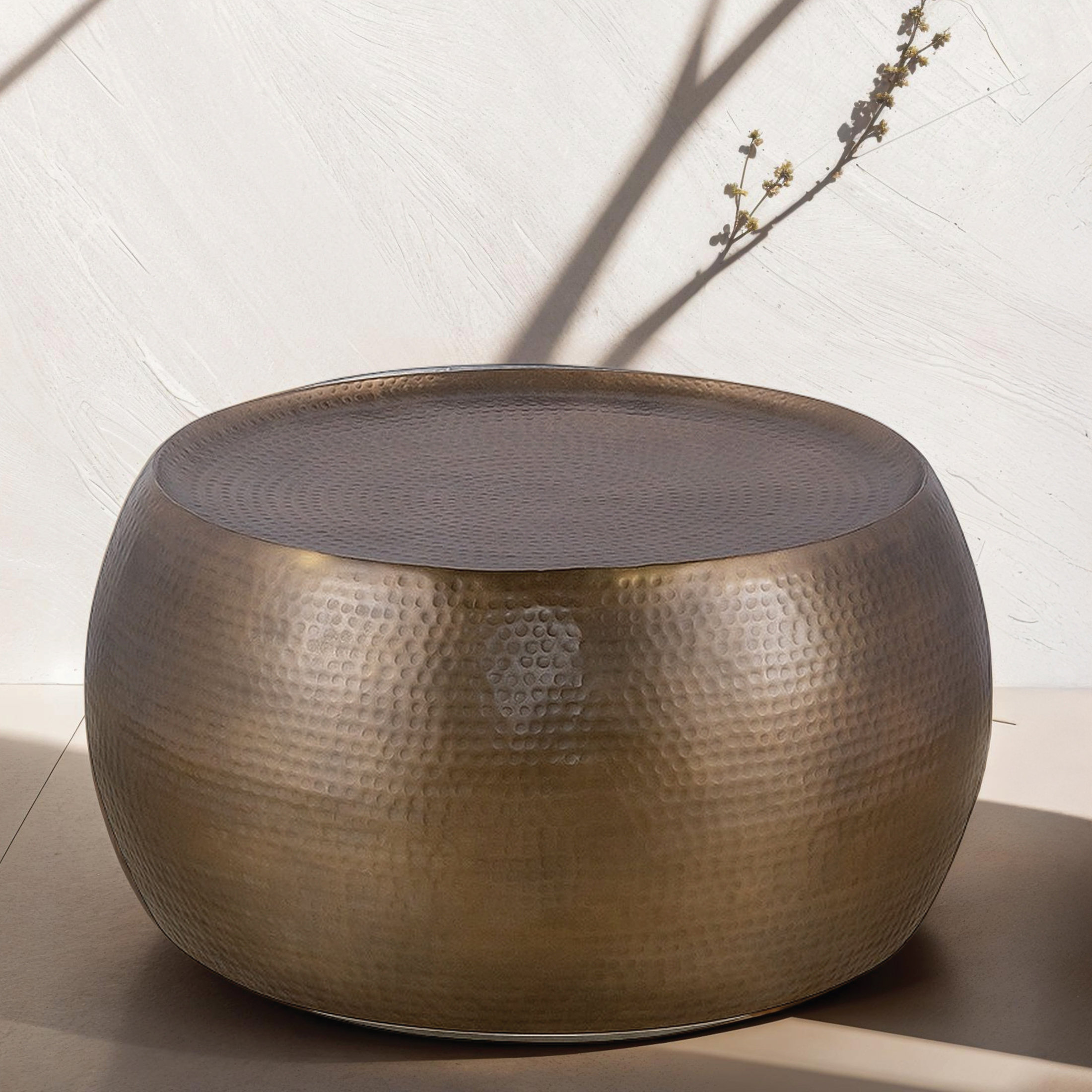 Everly Quinn Modern Contemporary Round Aluminum material Coffee Table ...