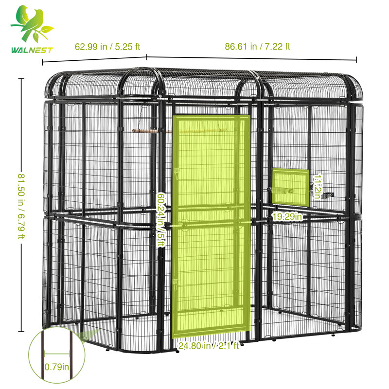 Tucker Murphy Pet™ Corwynn 80.7" Iron Flat Floor Bird Cage with Stand ...