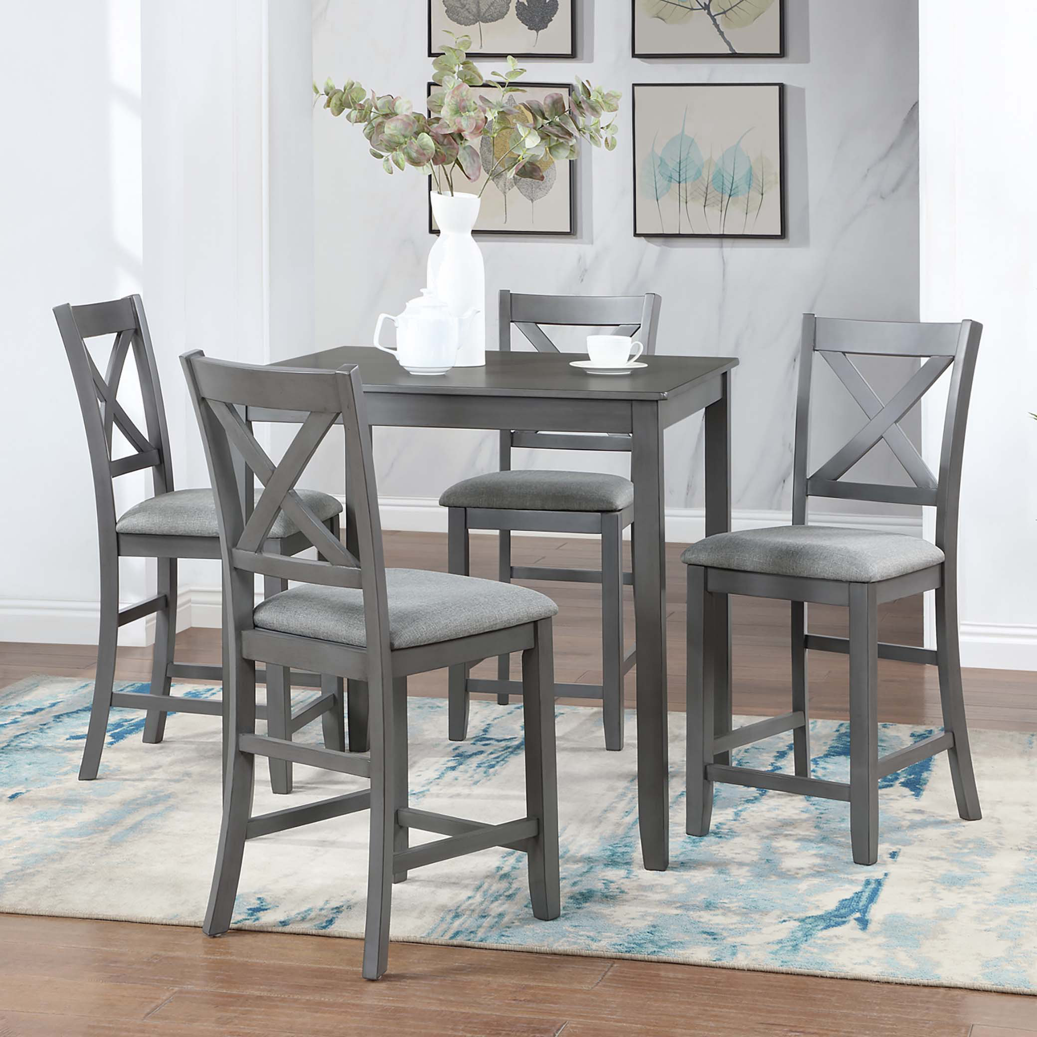 August Grove® 5 Piece Dining Table Set for 4, Counter Height Kitchen ...