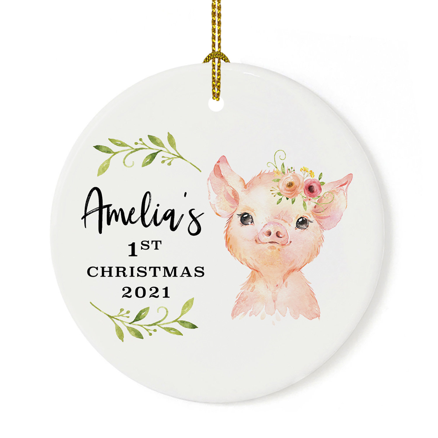 The Holiday Aisle® Baby Piglet Round Ball Ornament | Wayfair