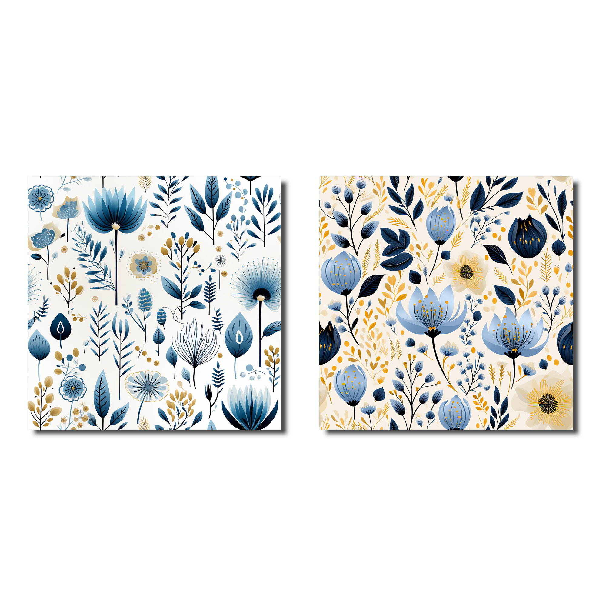 Design Art Minimalist Blue Floral Charm Botanics - Abstract Botanicals ...
