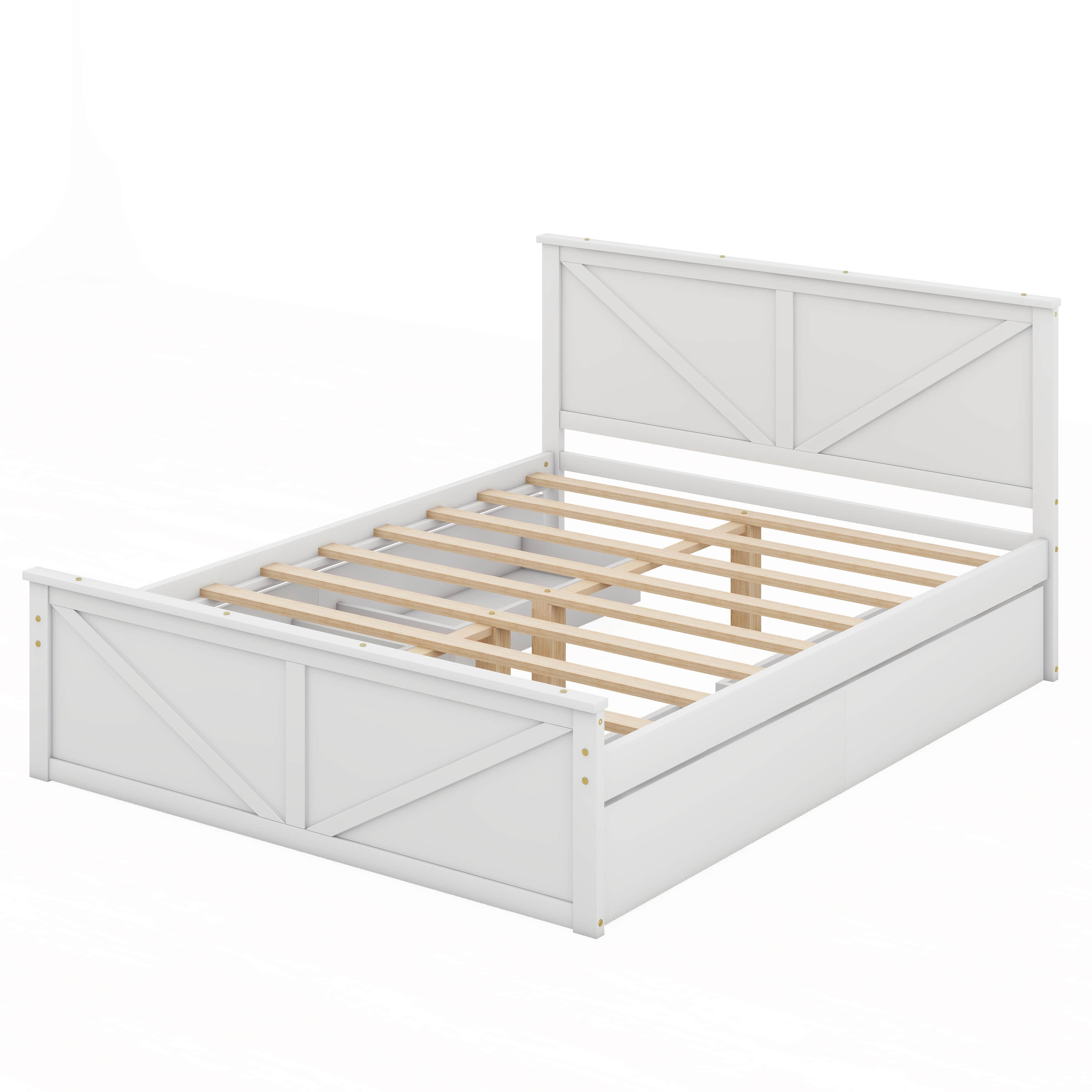 Gracie Oaks Randah Wooden Platform Bed With Four Storage Drawers ...