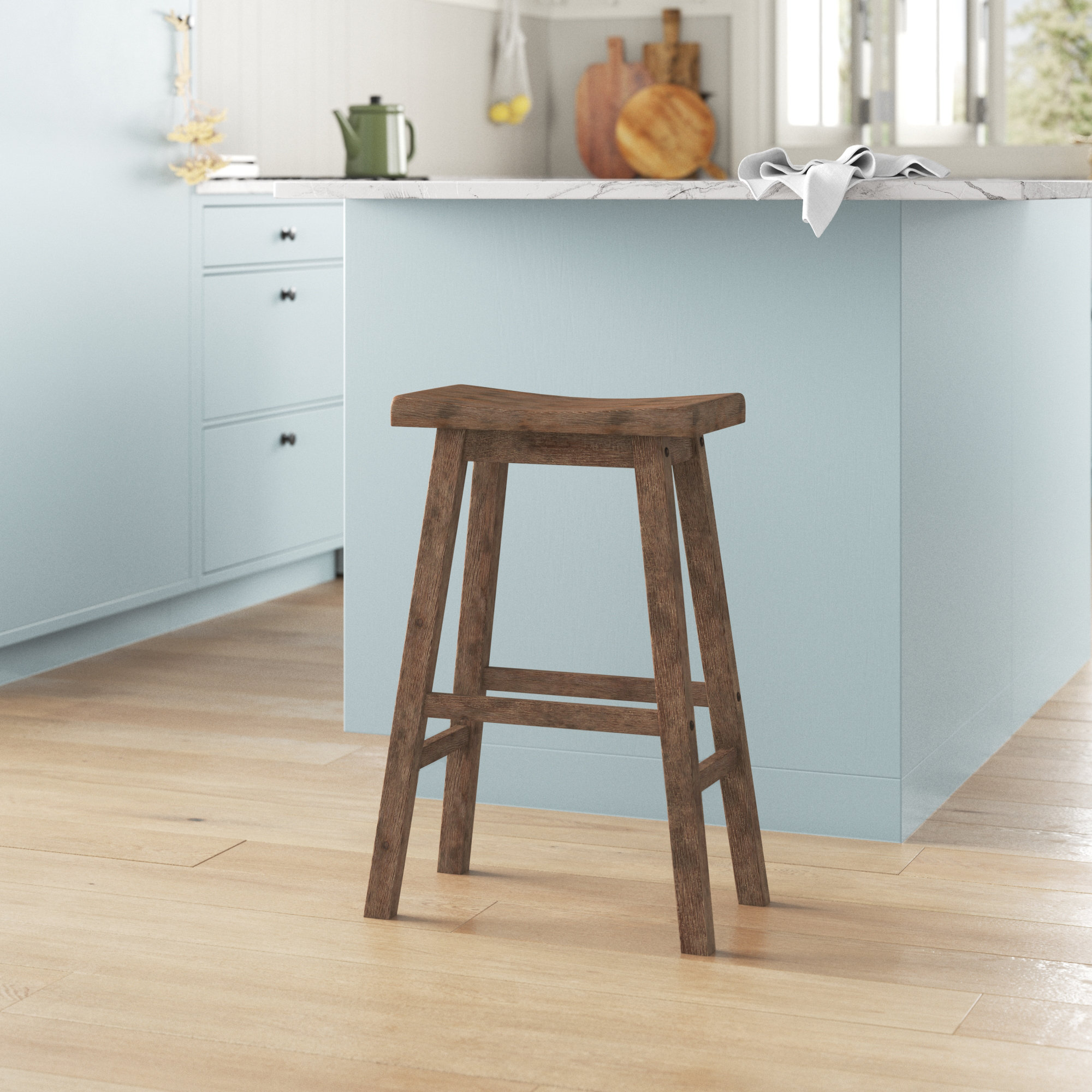 Sand & Stable™ Wooden Frame Saddle Seat Bar Height Stool With Angled ...