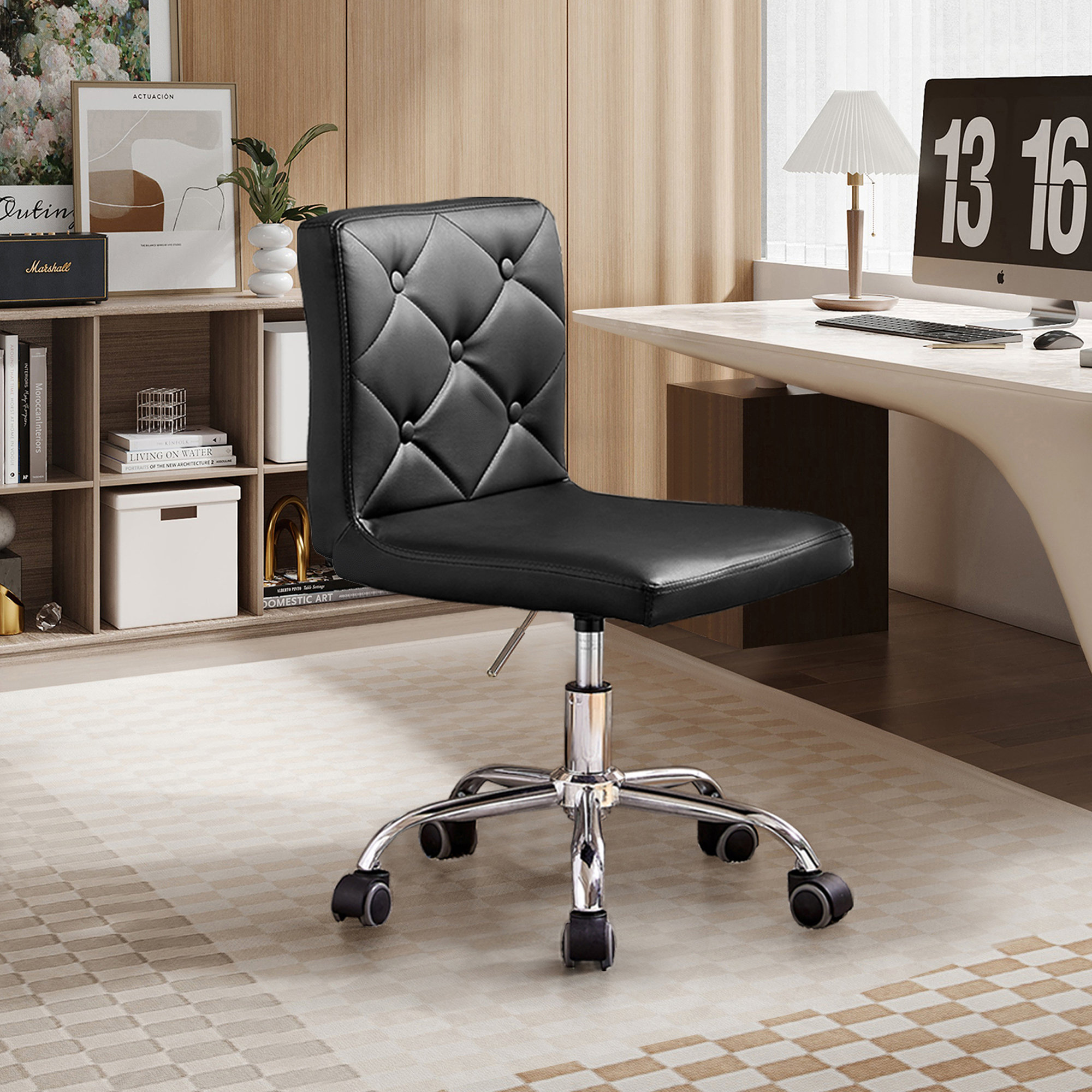 Ebern Designs Lavdi Armless Office Desk Chair Modern Tufted Task Chair ...