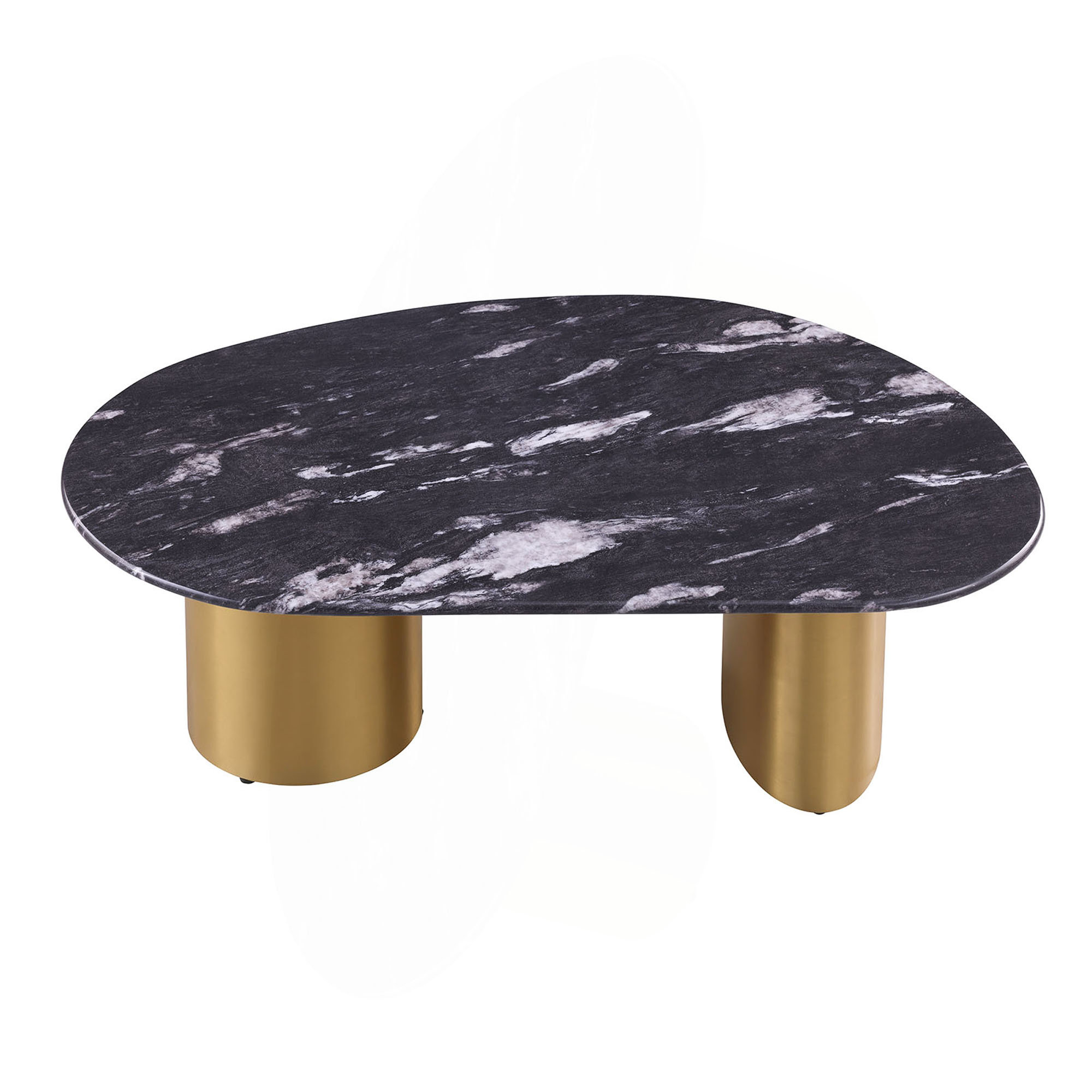Hokku Designs 1Pc Oval Coffee Table Sintered Stone Top Gold Legs Soft ...