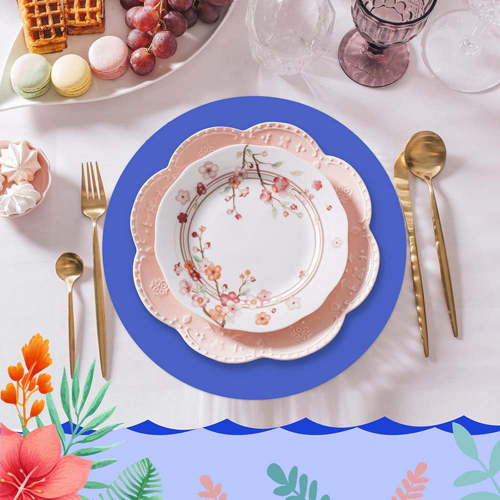 Latitude Run® 100 Pcs Blue Paper Place Mats 13.5 Inch Round Placemats ...