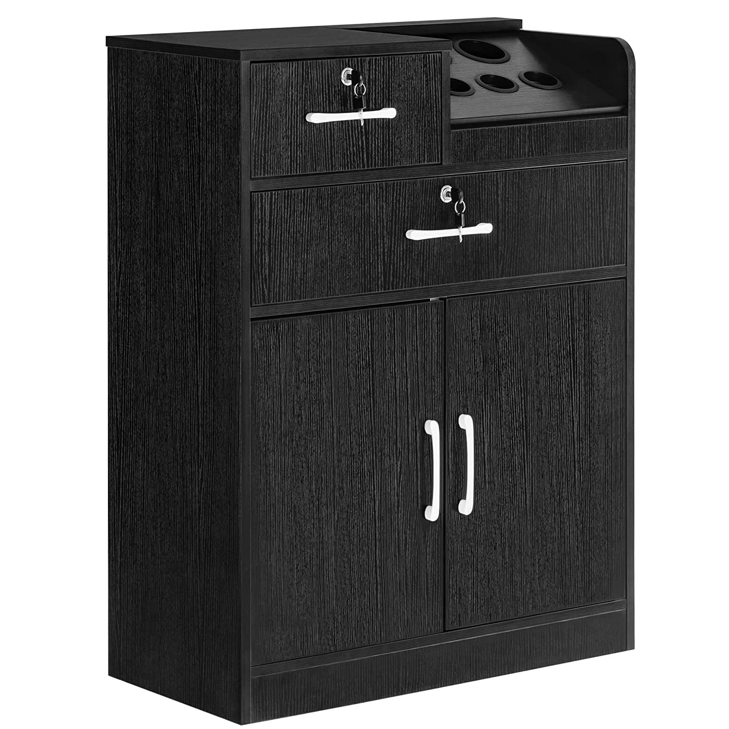 BarberPub Locking Storage Cabinet Barber Utility Unit with Tool Holder ...