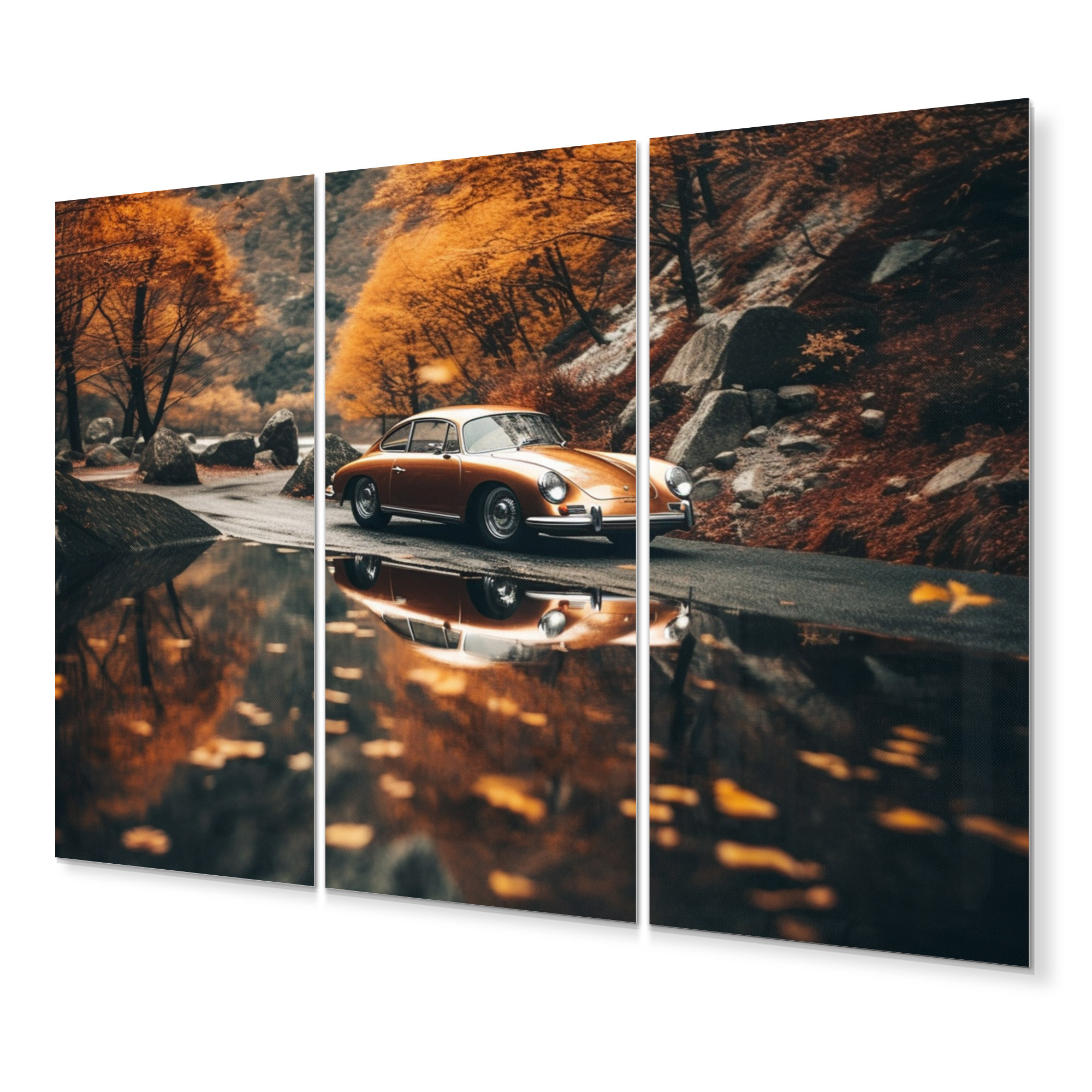 Millwood Pines Classic German Car Scenery II - 3 Piece Print on Metal ...