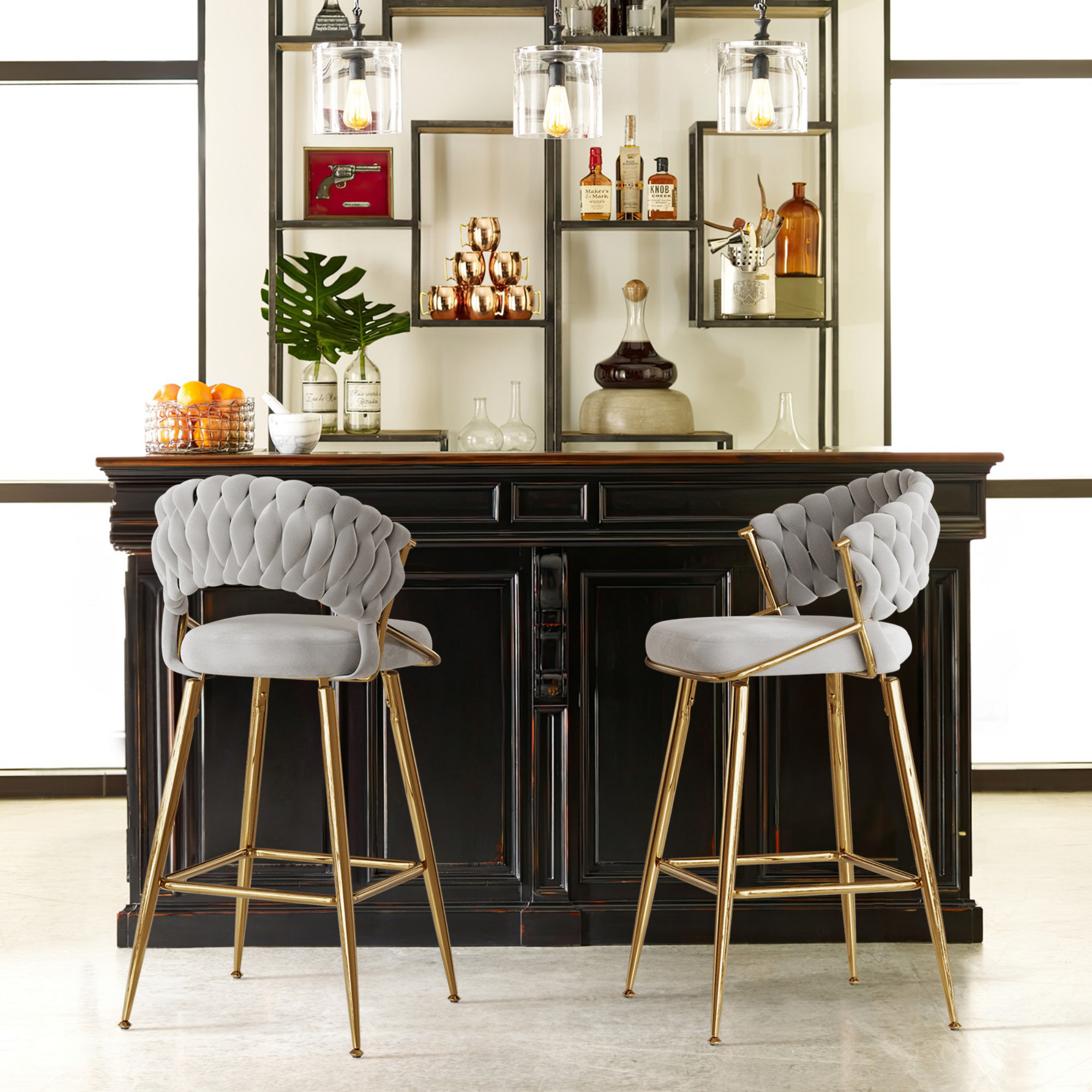 Mercer41 Modern Counter Stool, for Kitchen Island & Bar,Set of 2 | Wayfair