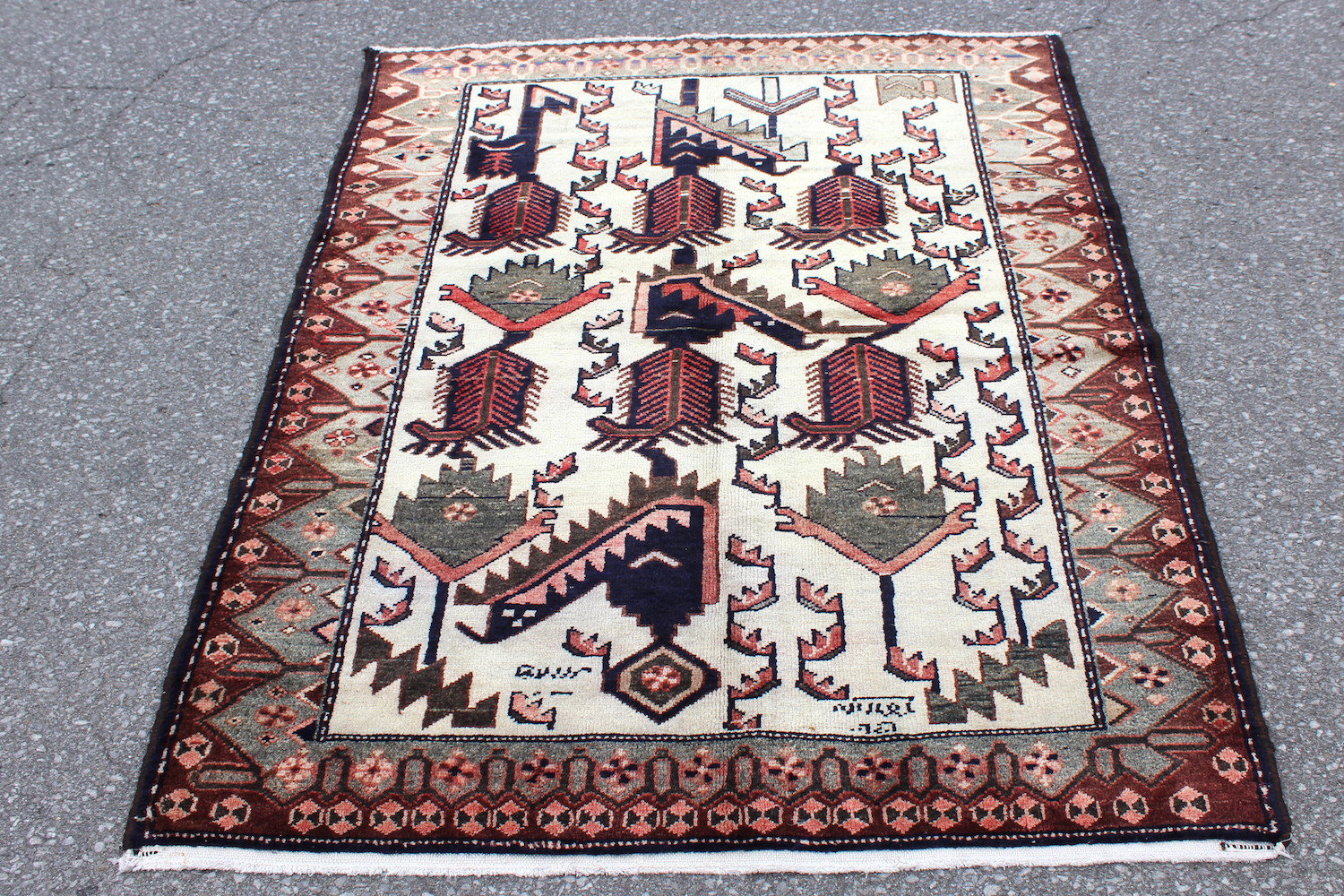 Isabelline Earth Toned Ivory Rust 3X5 Handmade Vintage Turkish Area Rug ...