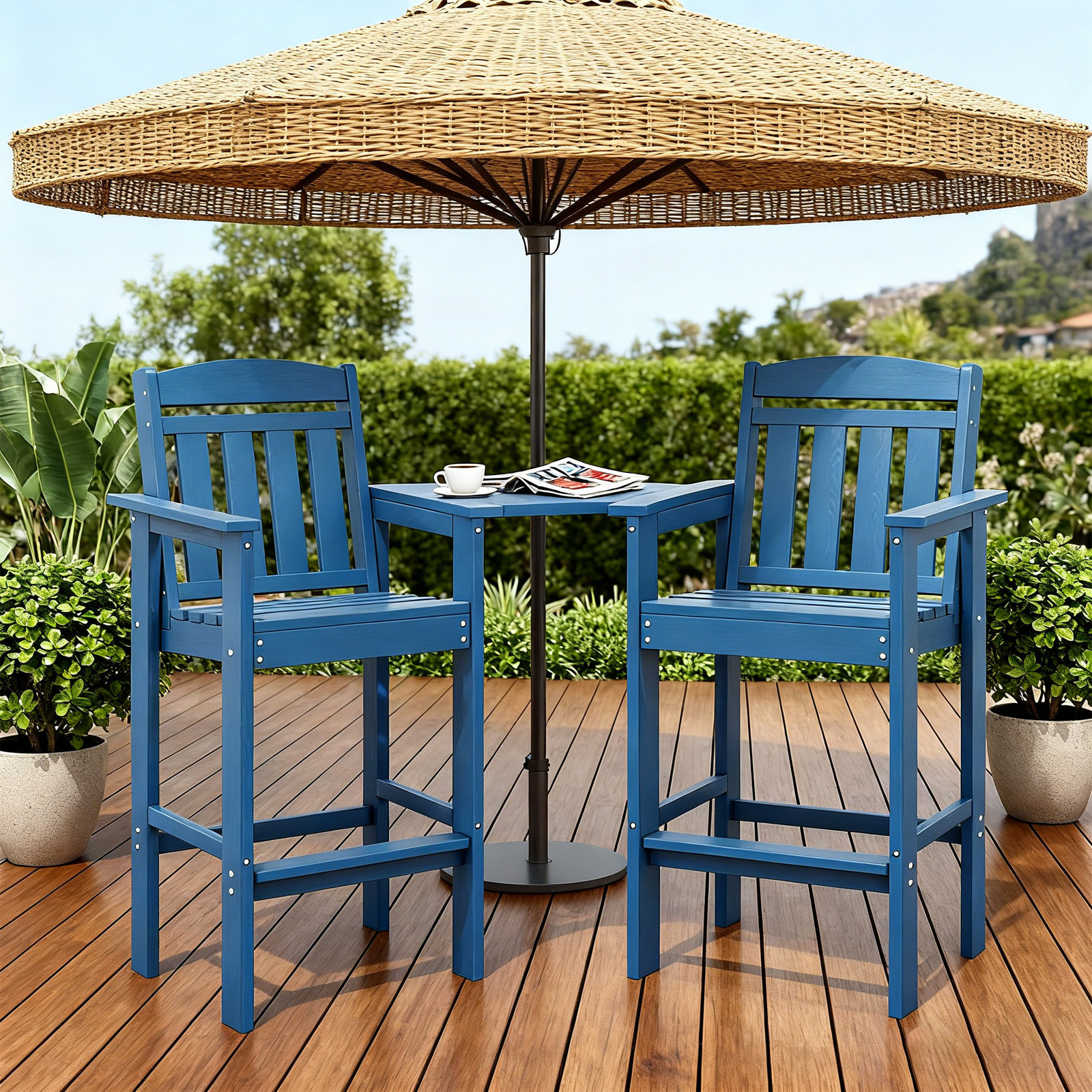 Rosecliff Heights Tall Adirondack Chairs Set of 2, HDPE Adirondack Bar ...