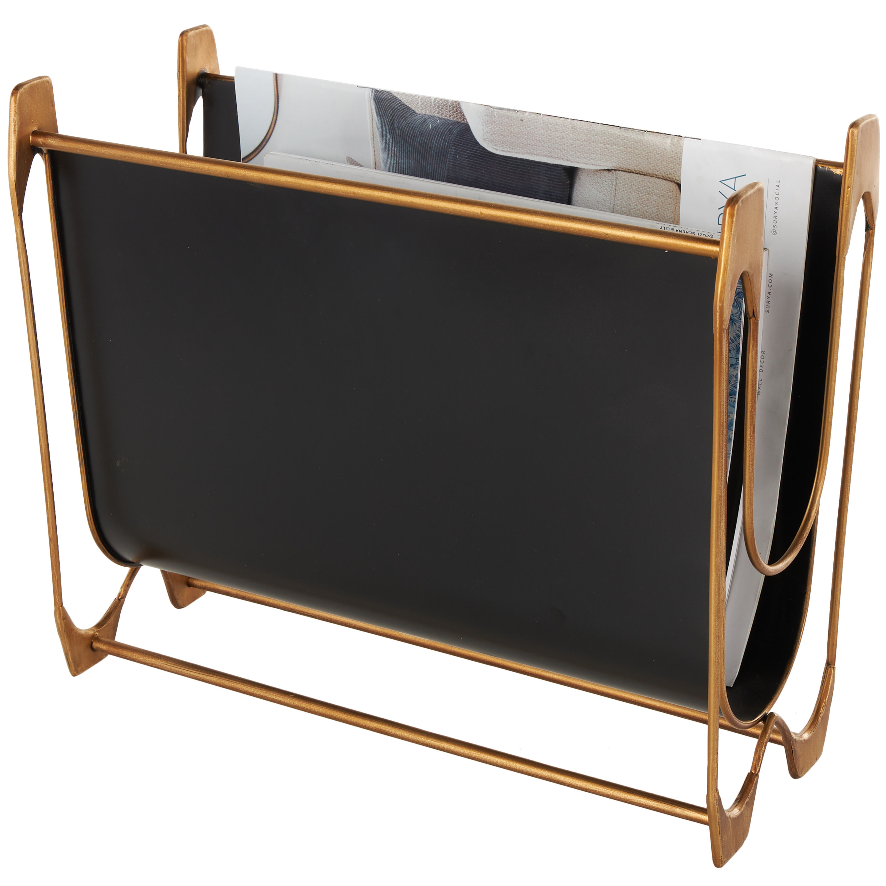 Birch Lane™ Cole And Grey Metal Curved Magazine Holder With Brass Stand ...