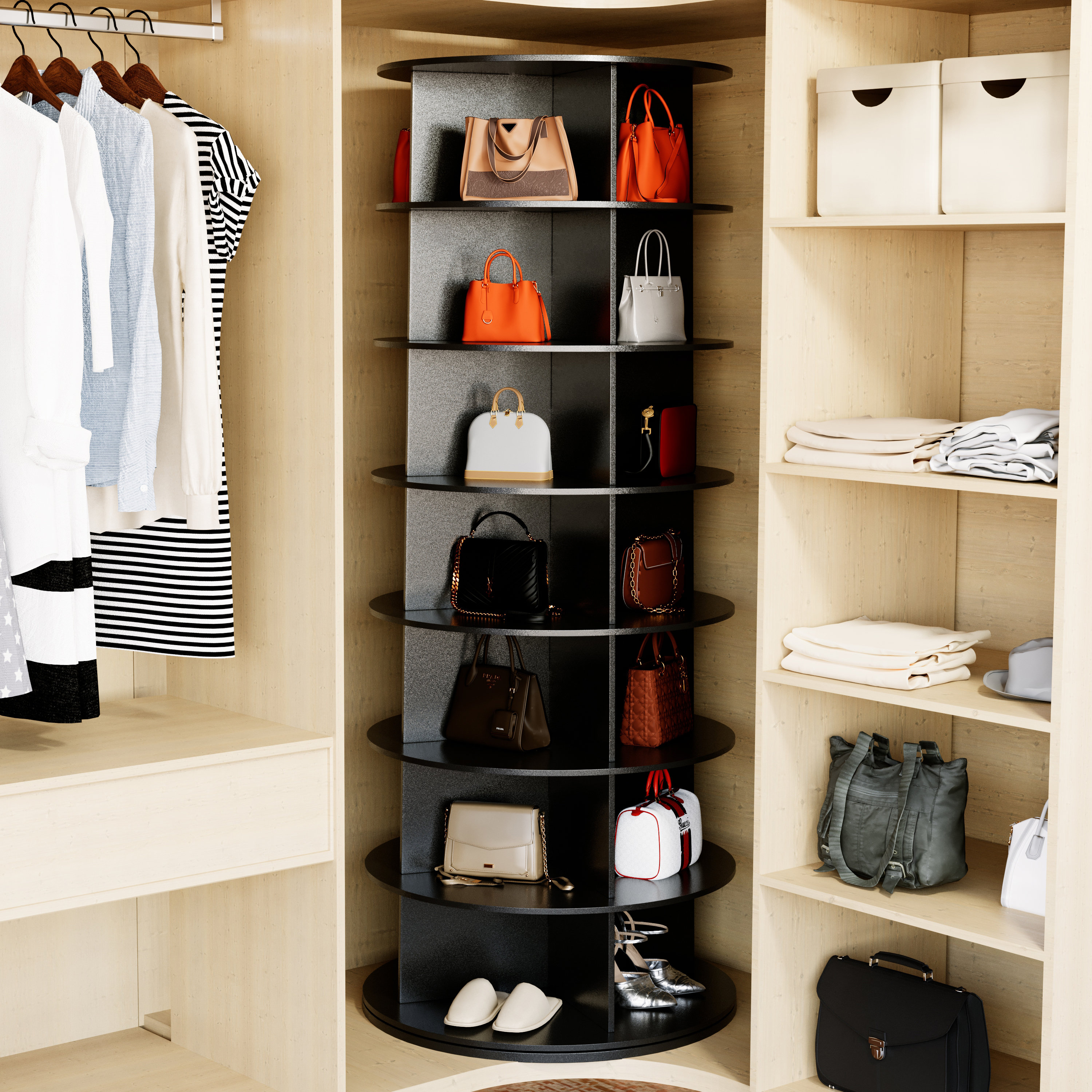 SpaceAid 7-Tier Rotating Shoe Rack Tower, 360° Spinning Shoe Display ...