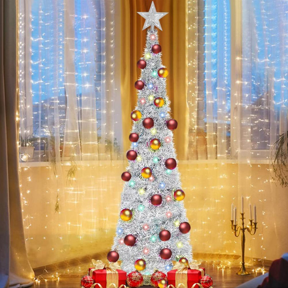 The Holiday Aisle® 5' H Slender White Christmas Tree with 50 LED Lights ...