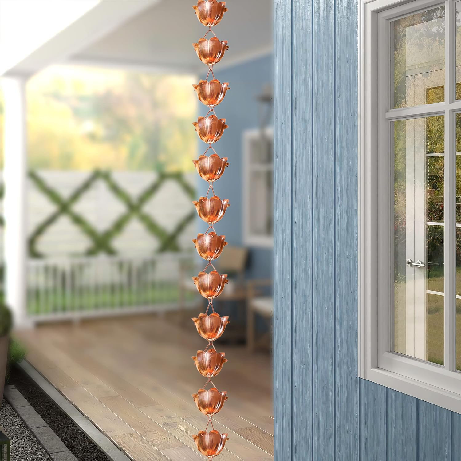 Arlmont & Co. Rain Chains Pure Copper Lotus Large Cup Rain Chain | Wayfair