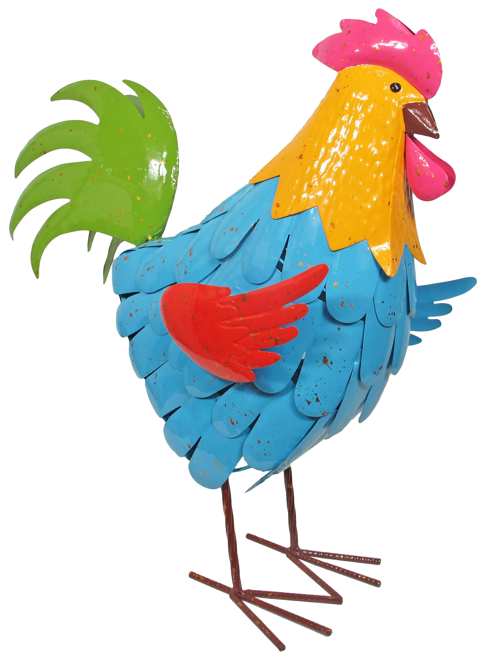 Arlmont & Co. Kiswanna Giant Metal Rooster Garden Statue | Wayfair