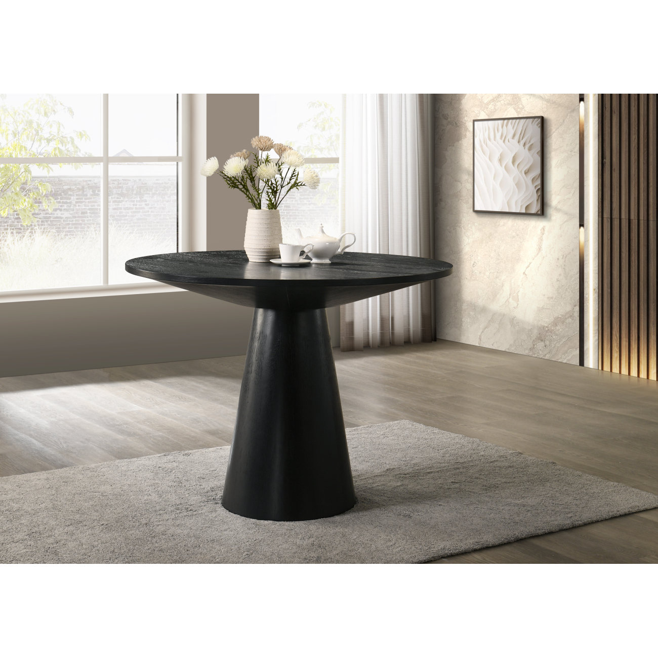 Latitude Run® Jasper 47" Round Ebony Black Counter Height Table With ...