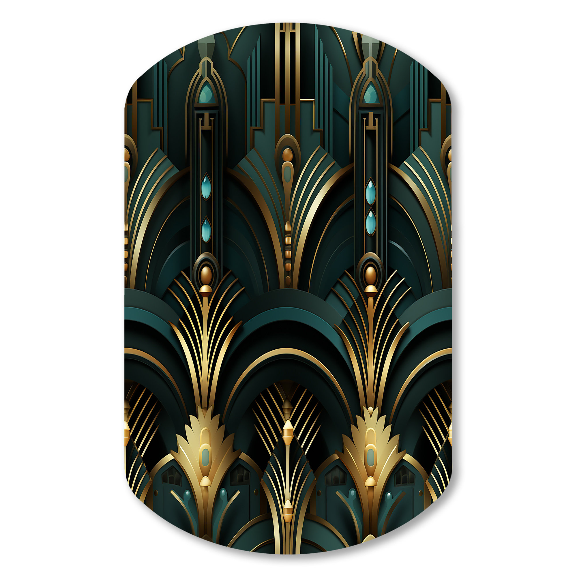 Design Art Gold And Green Art Deco Opulence - Abstract Irregular Wall ...