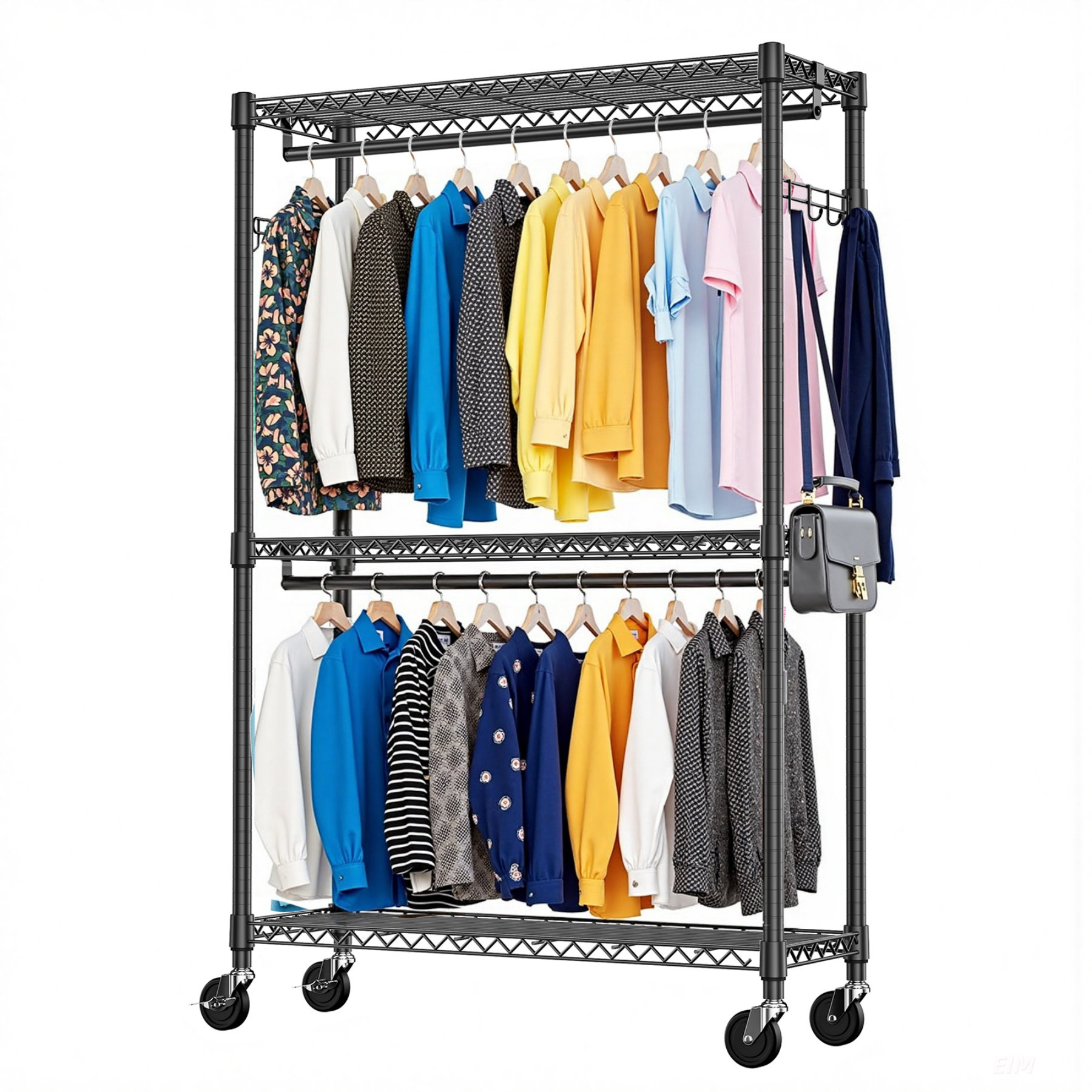 Rebrilliant Heavy Duty Adjustable 3-Tier Wire Shelving Clothes Rack ...