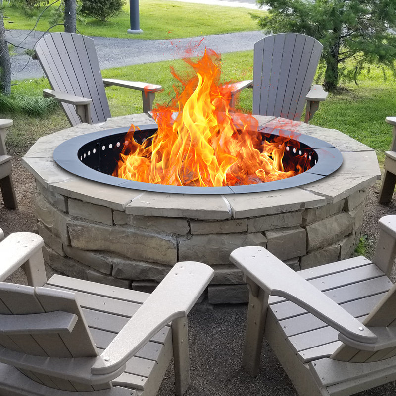 Arlmont & Co. Shaylee 42" W X 9" H Iron Outdoor Fire Ring, Wood Burning ...