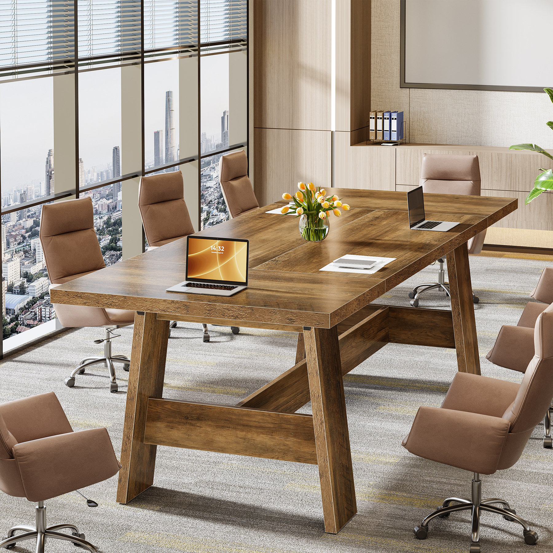 Millwood Pines 6 Ft Rectangle Conference Table, 70.47" W X 31.1" D ...