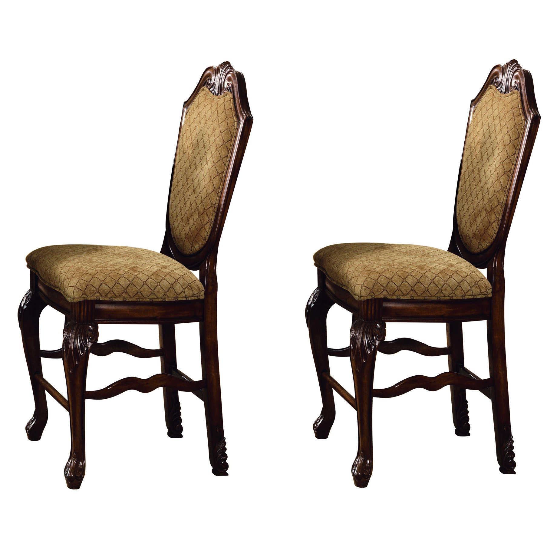 Bloomsbury Market Traditional Counter Height Stools Of 2 - Beige Fabric ...